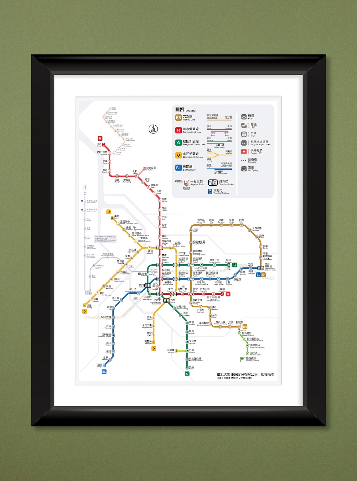 Taipei Taiwan Metro Map 12x16 Heavyweight Art Print | Etsy