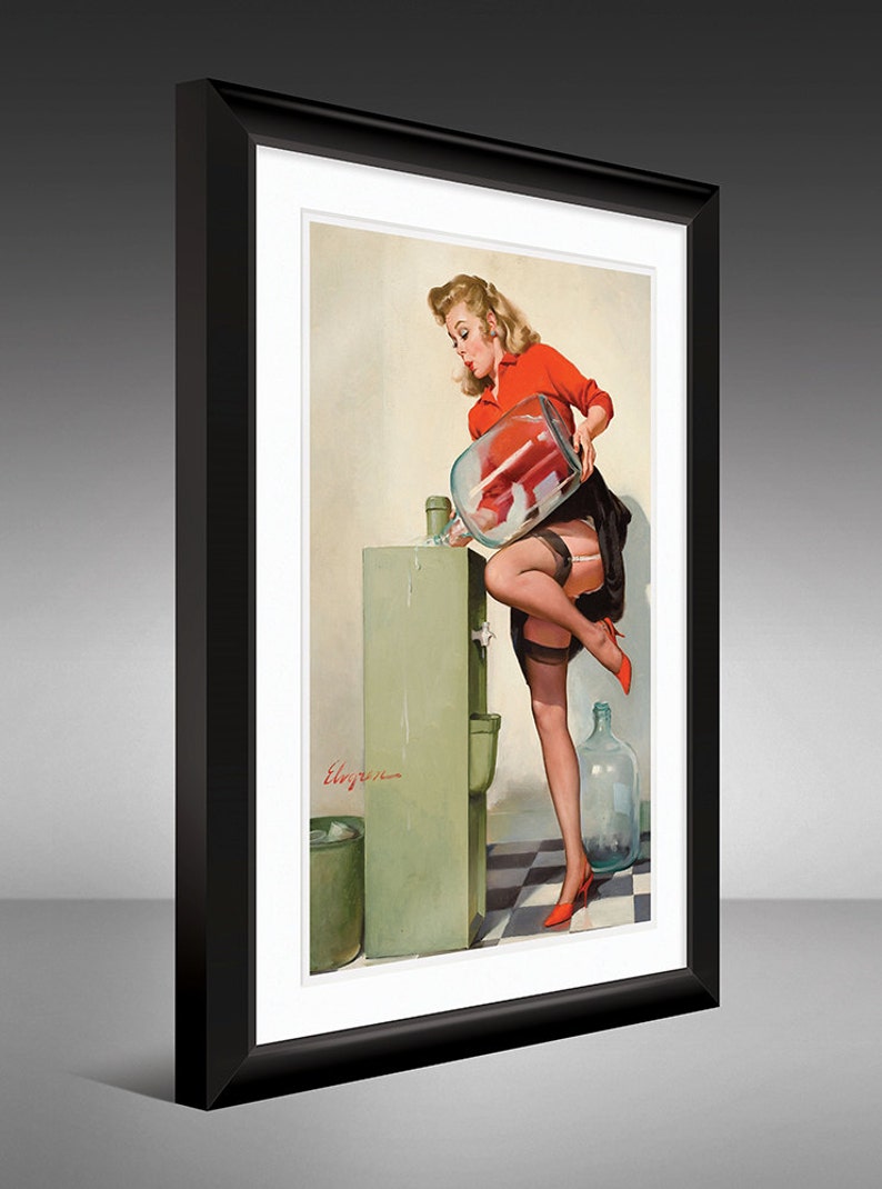 Gil Elvgren A Refreshing Lift 1970 12x18 Heavyweight Art Etsy