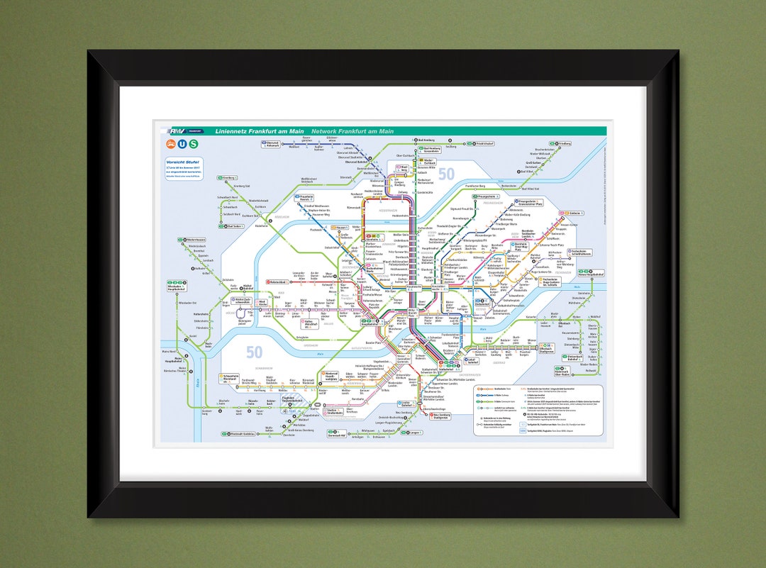 Frankfurt Germany – RMV Network Frankfurt Am Main Map (16x12 ...