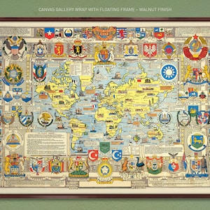 United Nations Map of the World 1947 40x30 Gallery-quality Canvas Wrap ...
