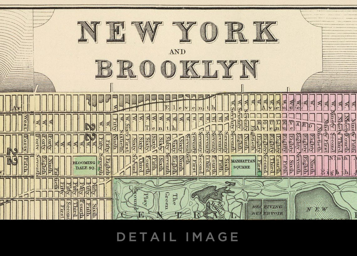 Mitchell’s Map of Manhattan & Brooklyn (1890) 30x20 36x24 Gallery ...