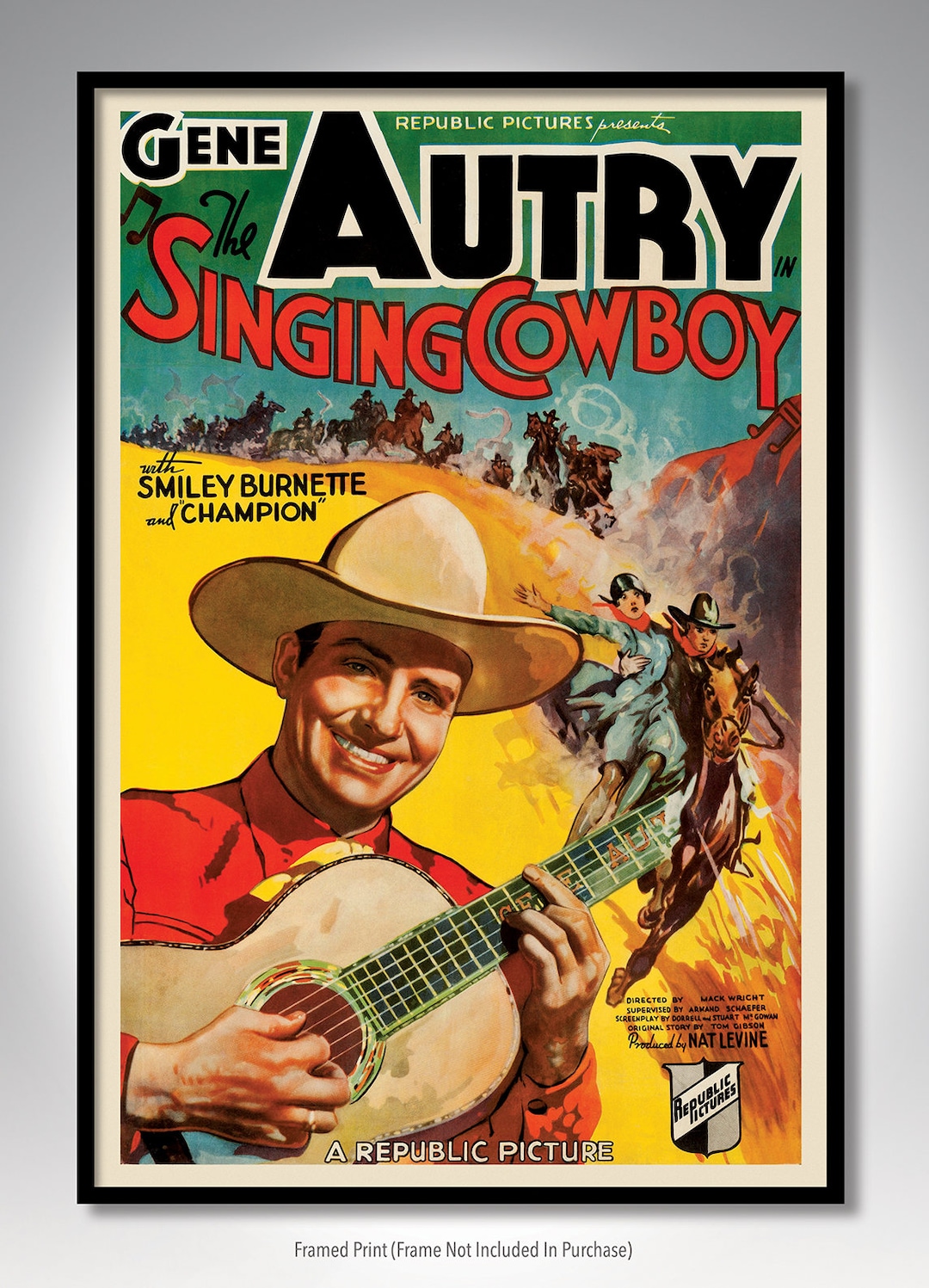 Gene Autry 'singing Cowboy' Movie Poster, Vintage Western Print - Etsy