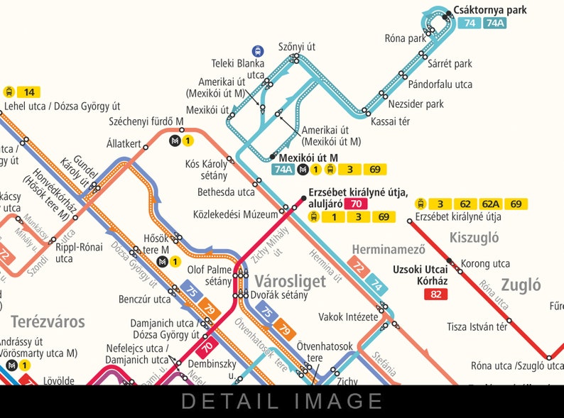 Budapest Hungary – Trolly Bus Map (16x12 Heavyweight Art Print) - Etsy