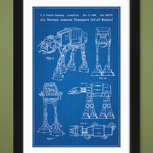 12x18 Star Wars Blueprint 1982 Patent Drawing – AT-AT Walker - Etsy