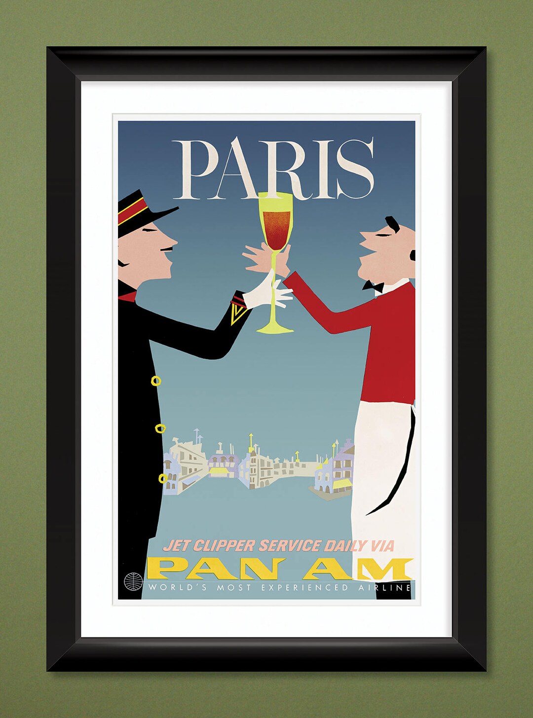 Travel Poster – Pan Am – Paris – Jet Clipper Service Daily (12x18 ...