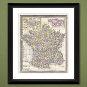 1853 Mitchell Map of France – 12x14 Heavyweight Print - Etsy