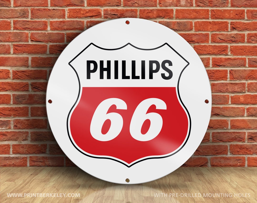 Phillips 66 Shield Sign, Vintage Petroliana Reproduction (23.5" Round ...