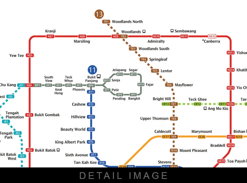 Singapore Mass Rapid Transit System Map 16x12 Heavyweight Art - Etsy