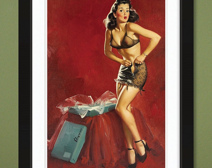 Gil Elvgren I Must Be Going To Waist Waisted Effort 1946 12x18