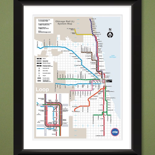 Chicago Illinois CTA L System Map 12x16 Heavyweight Art - Etsy