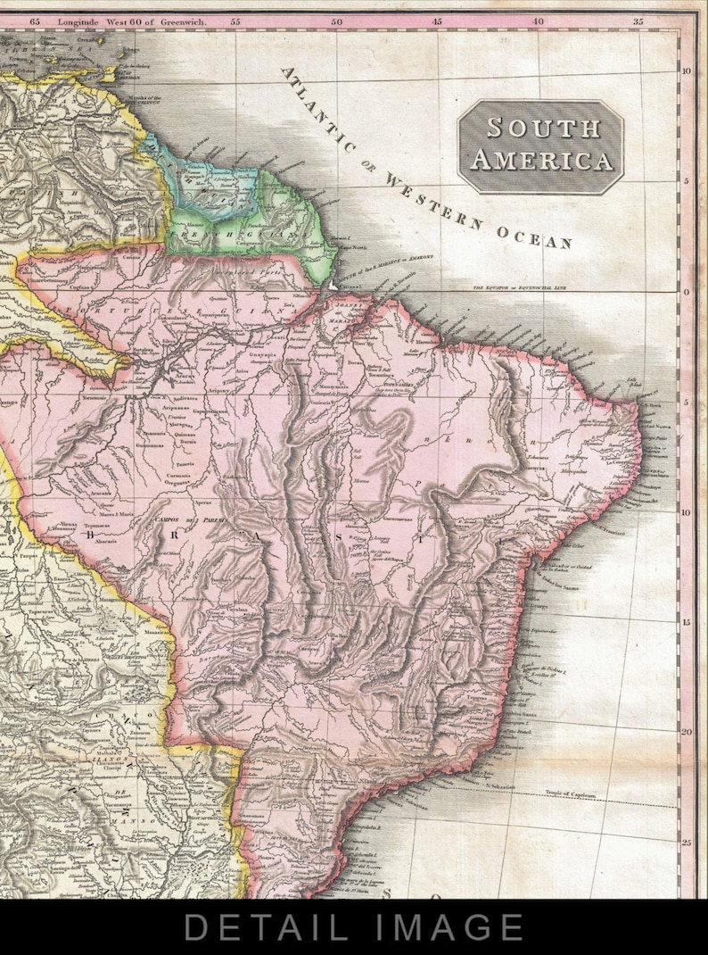 1818 Pinkerton Map of South America 12x16 Heavyeweight Print - Etsy