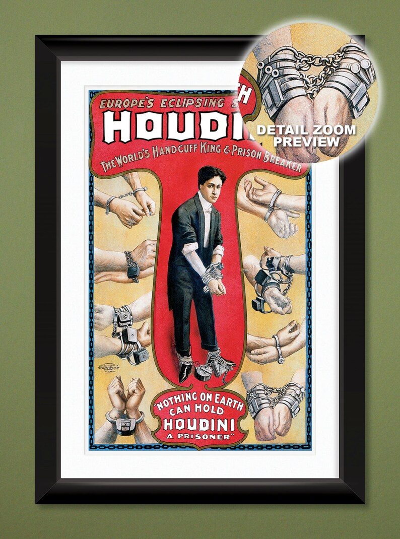 Houdini – Vintage Four Poster Set (12x18 Heavyweight 100%-PCW Art ...