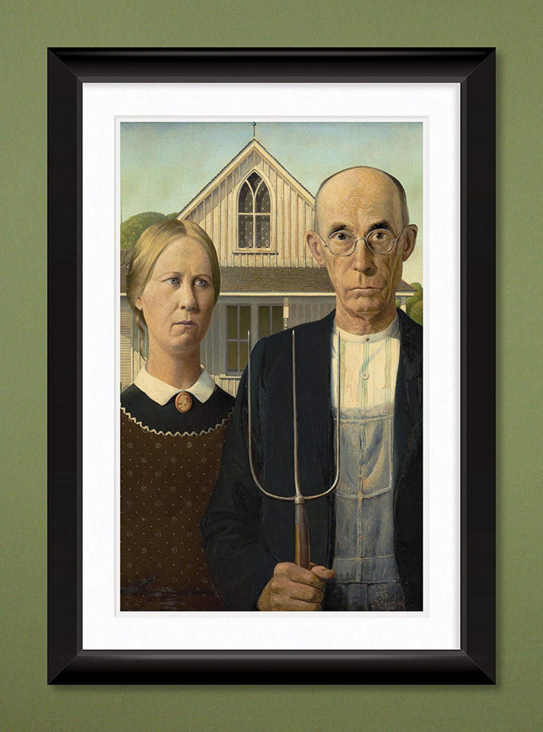 Famous Painting – American Gothic by Grant Wood 1930 (12x18 Heavyweight ...