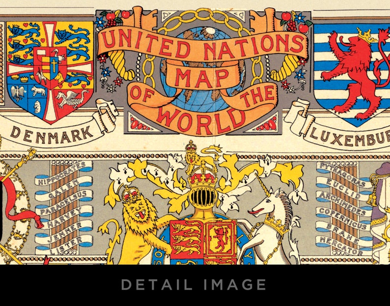 United Nations Map of the World 1947 40x30 Gallery-quality - Etsy