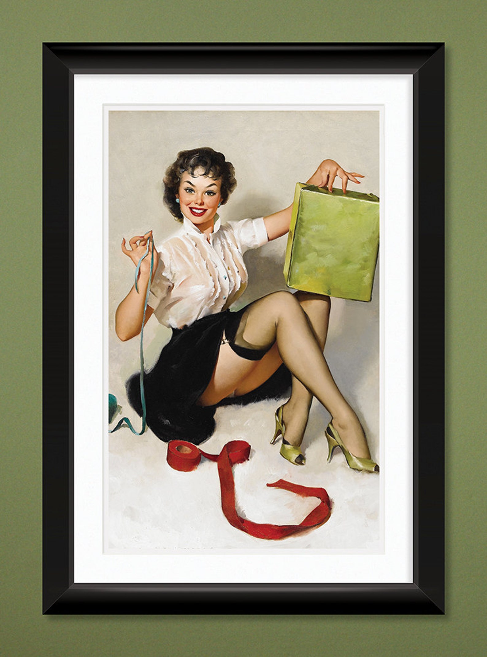 Gil Elvgren A Neat Package 1961 12x18 Heavyweight Art Etsy