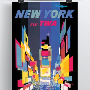 New York – Fly TWA by David Klein C1960s 20x30 & 24x36 Poster Paper ...