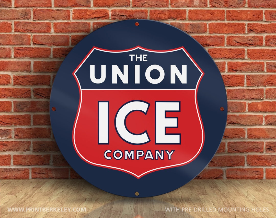 Union Ice Company Sign, Vintage Gas Station Shield, 23.5" Petroliana ...