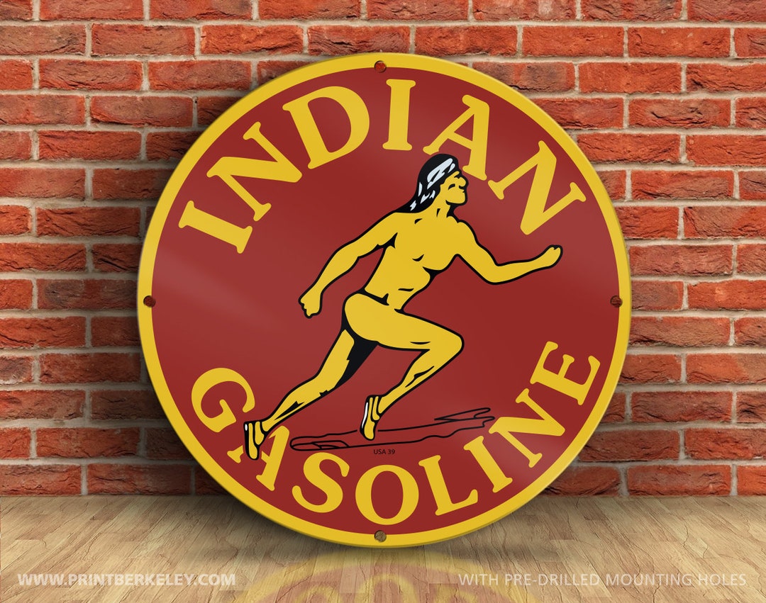 Indian Gasoline (1939) Petroliana Vintage Reproduction Gas Station Sign ...