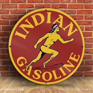 Indian Gasoline (1939) Petroliana Vintage Reproduction Gas Station Sign ...