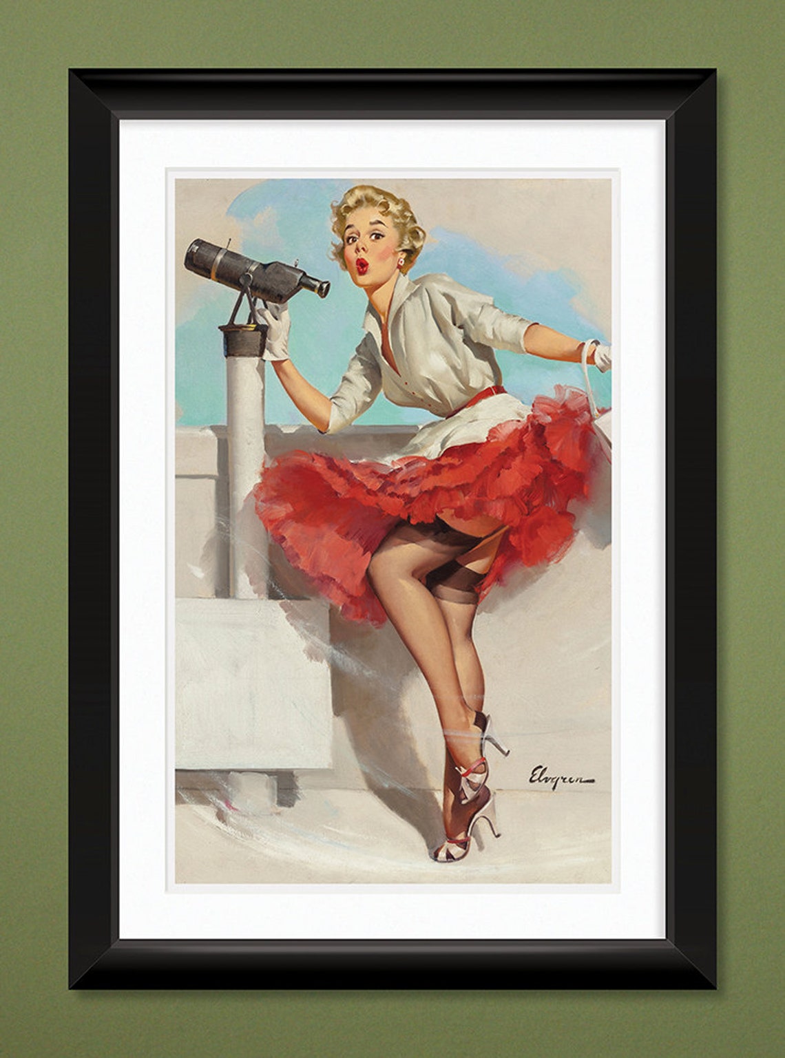 Gil Elvgren – What a View! 1957 (12x18 Heavyweight Art Print) - Etsy