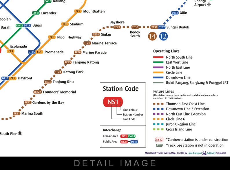Singapore Mass Rapid Transit System Map 16x12 Heavyweight Art - Etsy
