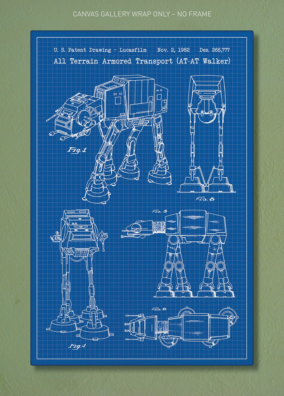 Lucasfilm AT-AT Star Wars Blueprint U.S. Patent Illustrations | Etsy