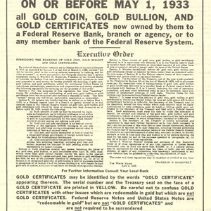 1933 FDR Gold Confiscation Notice – Executive Order 6102 (12x18 100% ...