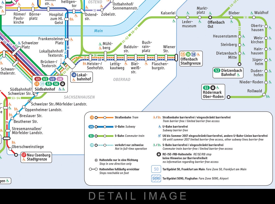 Frankfurt Germany – RMV Network Frankfurt Am Main Map (16x12 ...