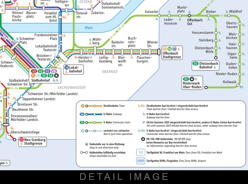 Frankfurt Germany – RMV Network Frankfurt Am Main Map (16x12 ...