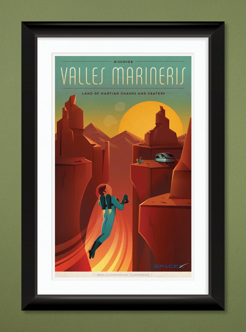 2015 Spacex Vintage Mars Travel Poster Set (three) 12x18 Heavyweight ...