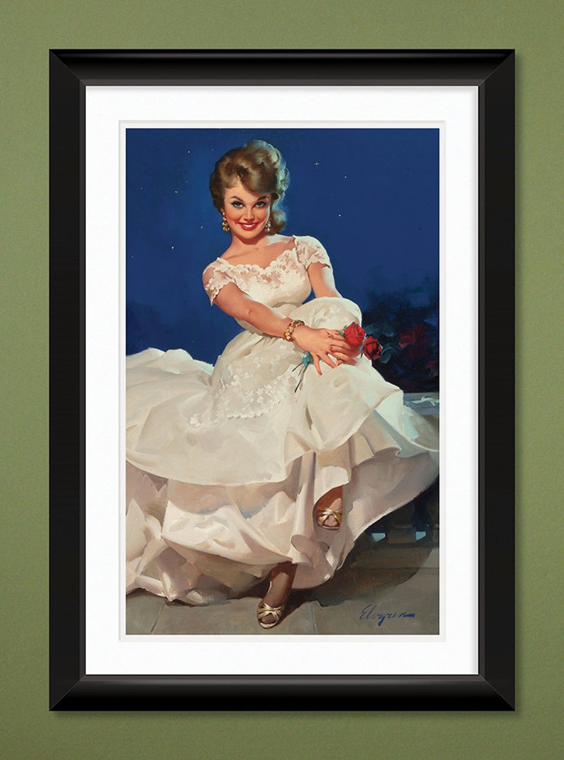 Gil Elvgren Moonlight and Roses Miss Sinclair 1965 12x18 | Etsy