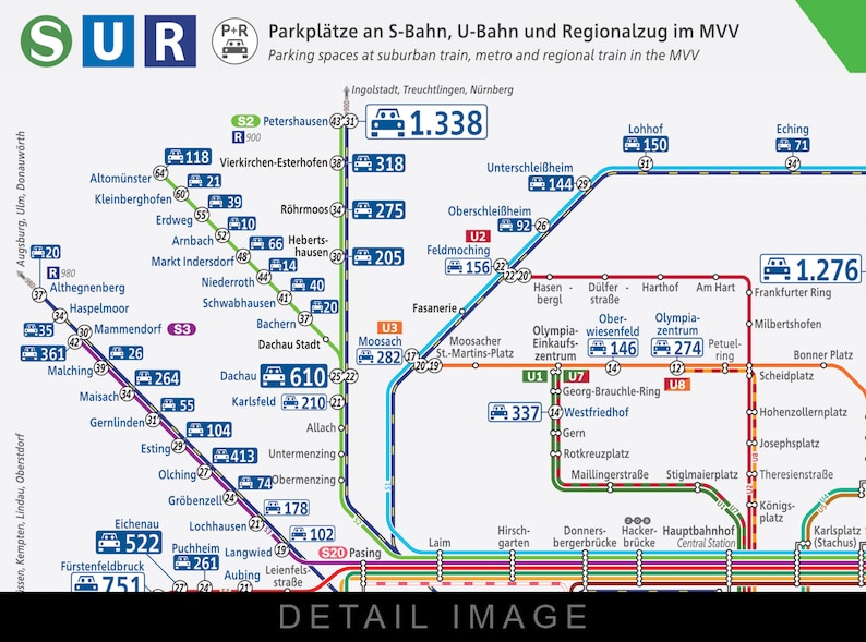 Munich Urban Rail Network Map Art Print (16x12) - Etsy