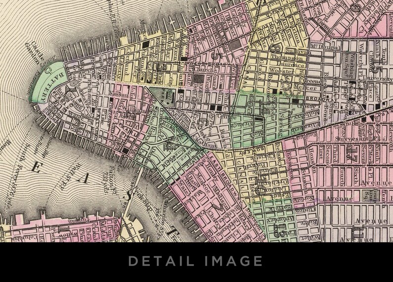 Mitchells Map of Manhattan & Brooklyn 1890 30x20 36x24 - Etsy
