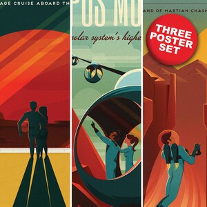 2015 Spacex Vintage Mars Travel Poster Set (three) 12x18 Heavyweight ...