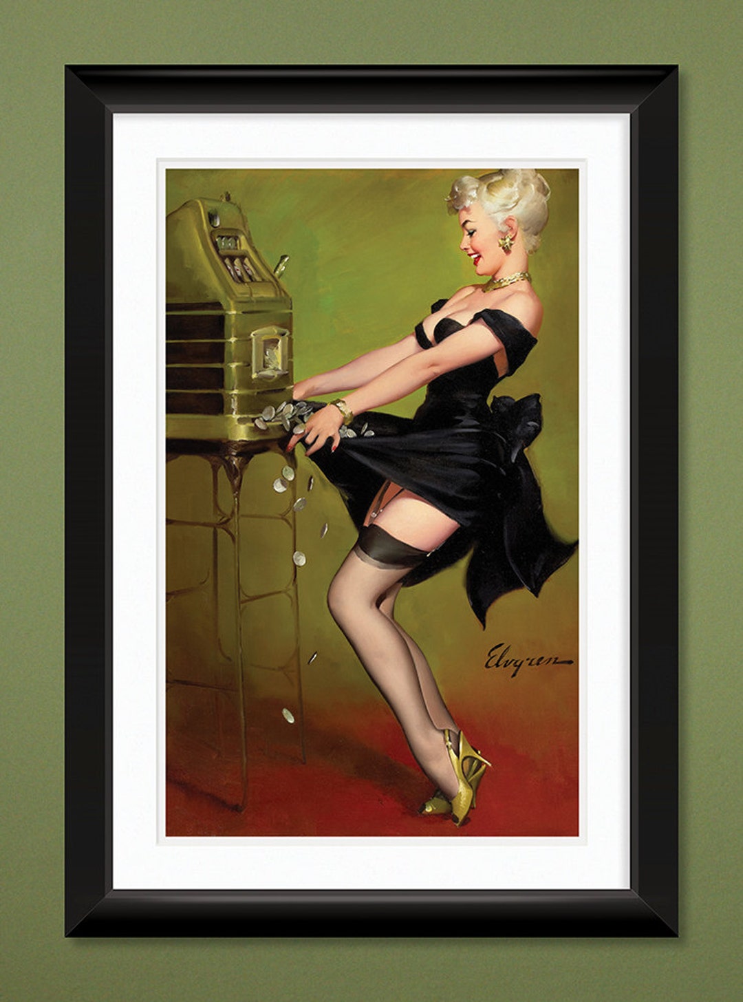 Gil Elvgren Jackpot 1961 12x18 Heavyweight Art Print Etsy