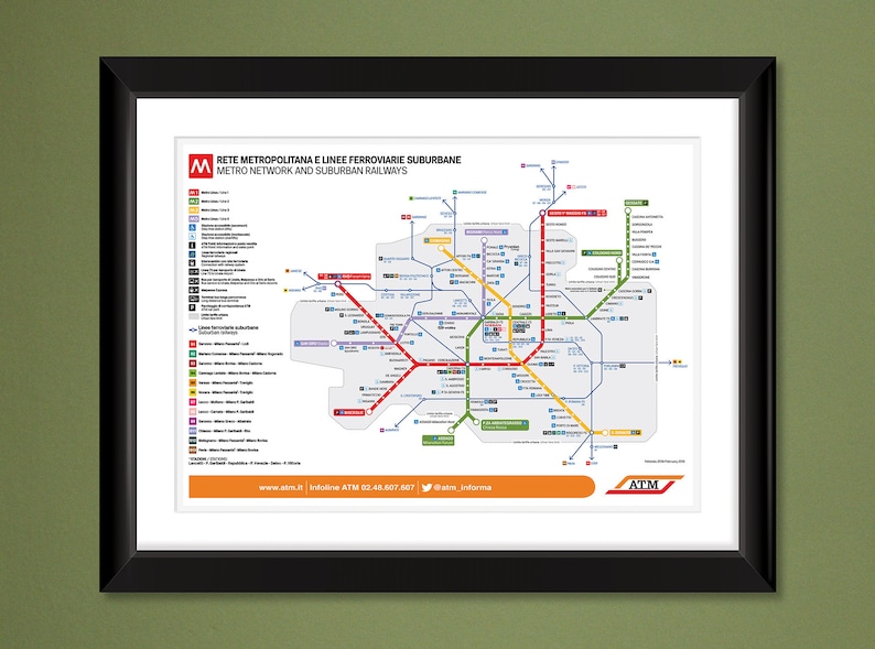 Milan Metro Map 2019 16x12 Heavyweight Art Print | Etsy