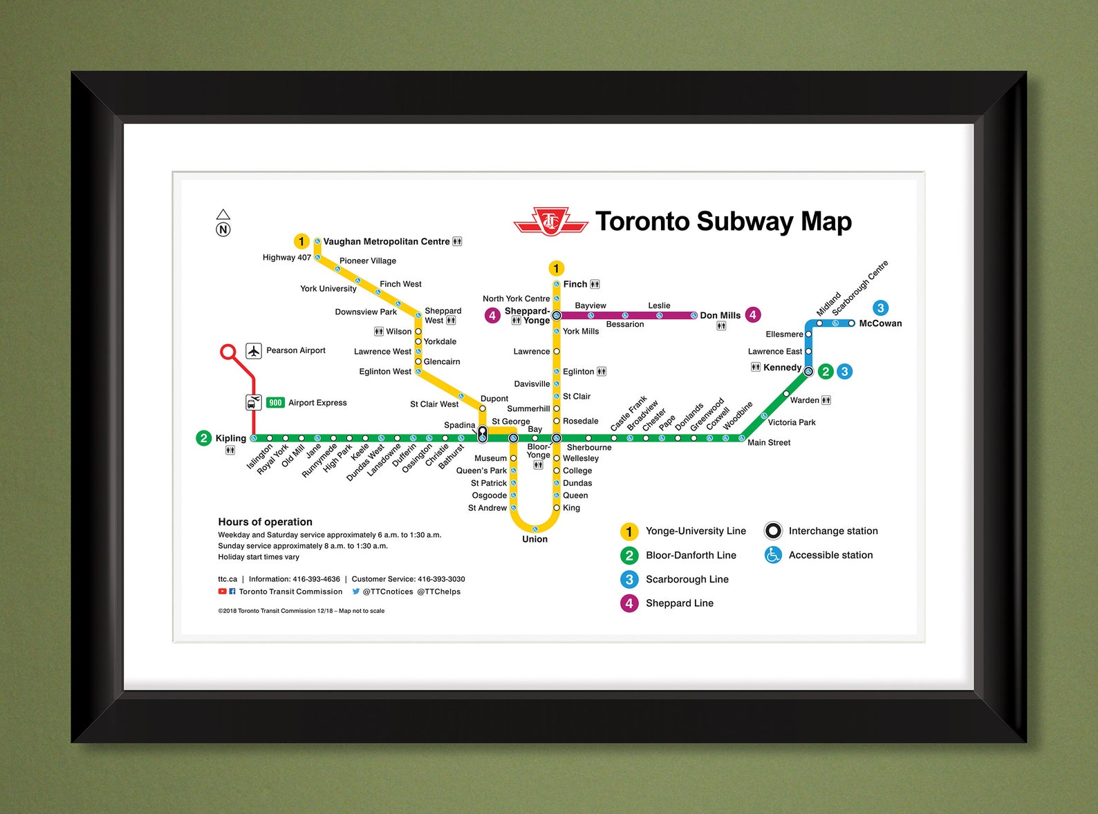 Toronto Canada TTC Subway Map 18x12 Heavyweight Art Print - Etsy