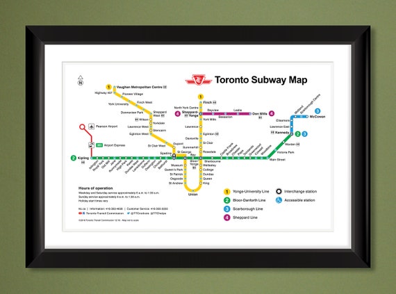 Toronto Canada TTC Subway Map 18x12 Heavyweight Art Print | Etsy