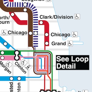 Chicago Illinois (CTA) ‘L’ System Map (12x16 Heavyweight Art Print) - Etsy