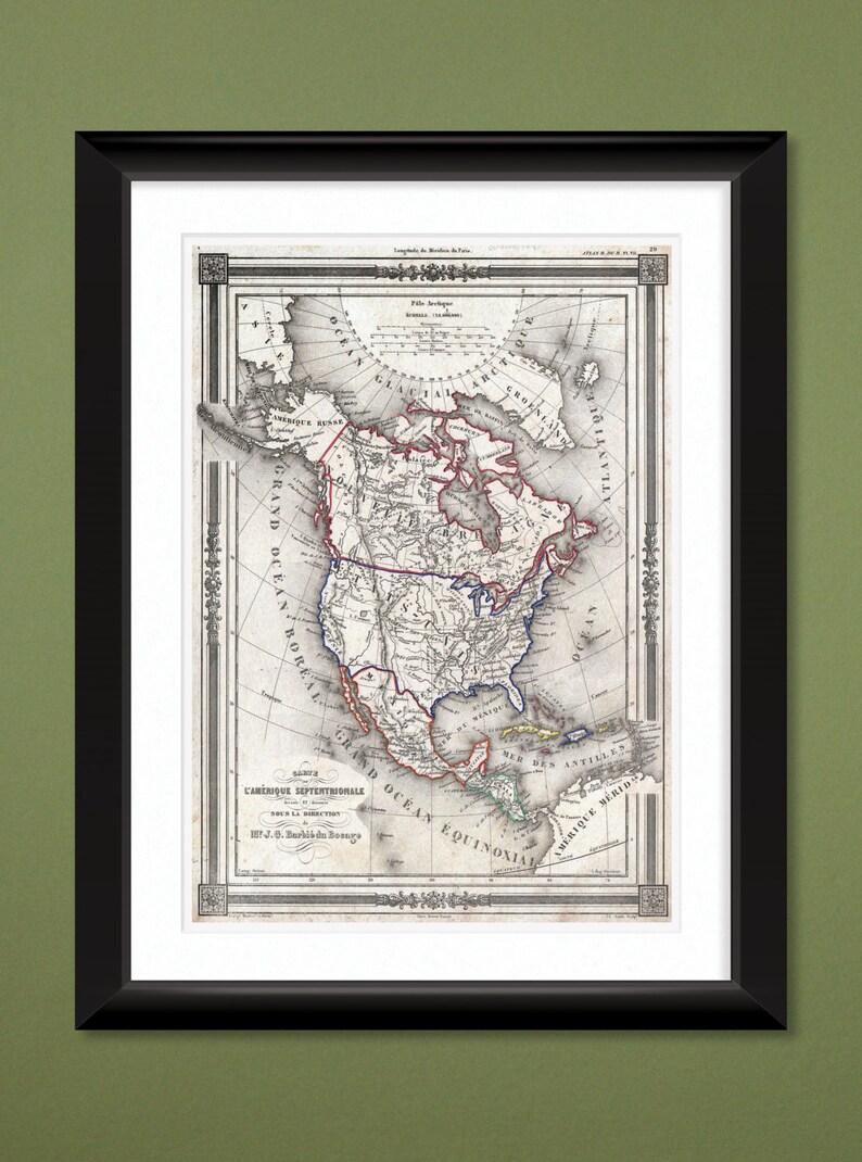 1852 Bocage Map of North America 12x16 Heavyweight Print - Etsy