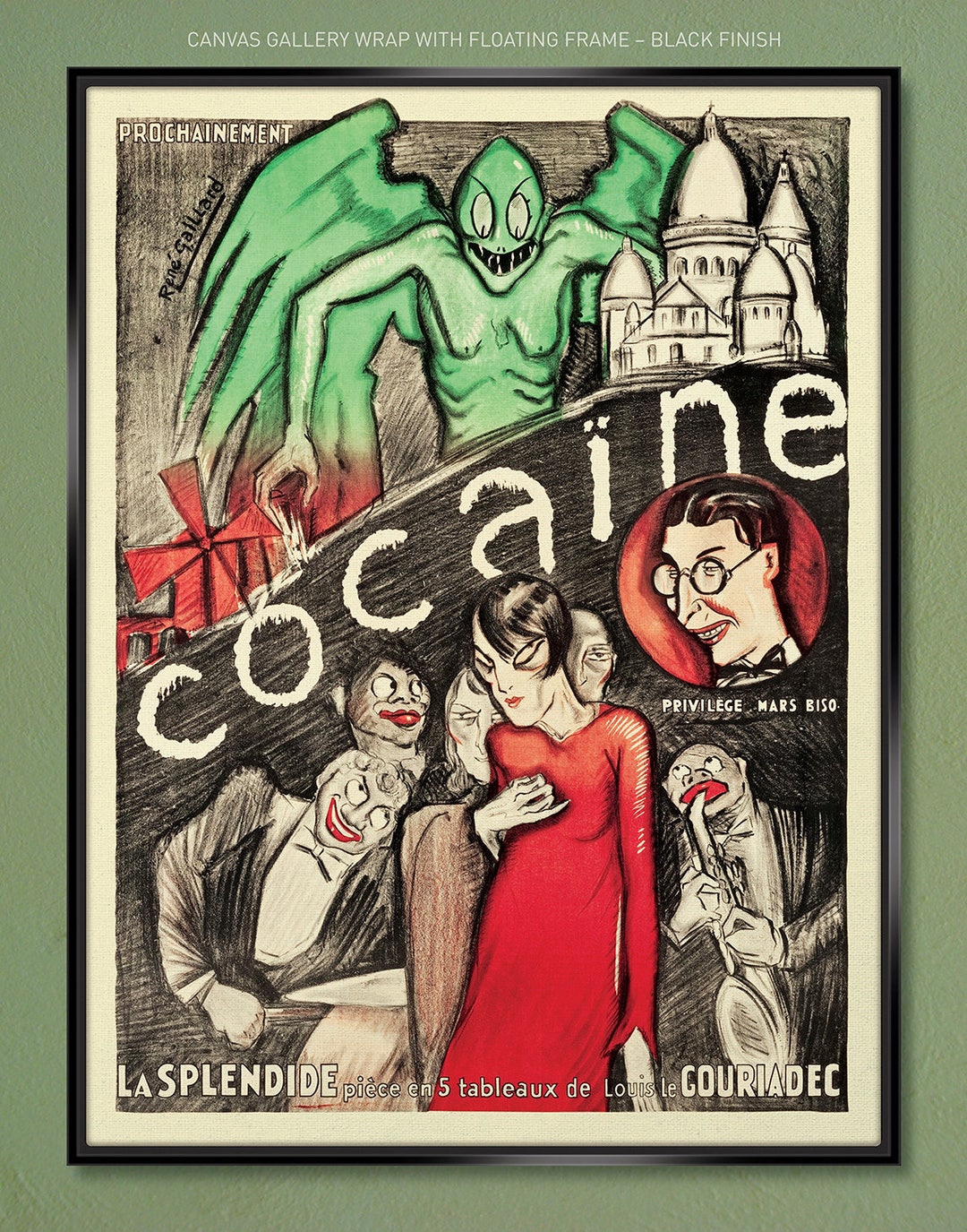 Cocaine Theatre: 1925 French Advertising Poster, Canvas Gallery Wrap - Etsy