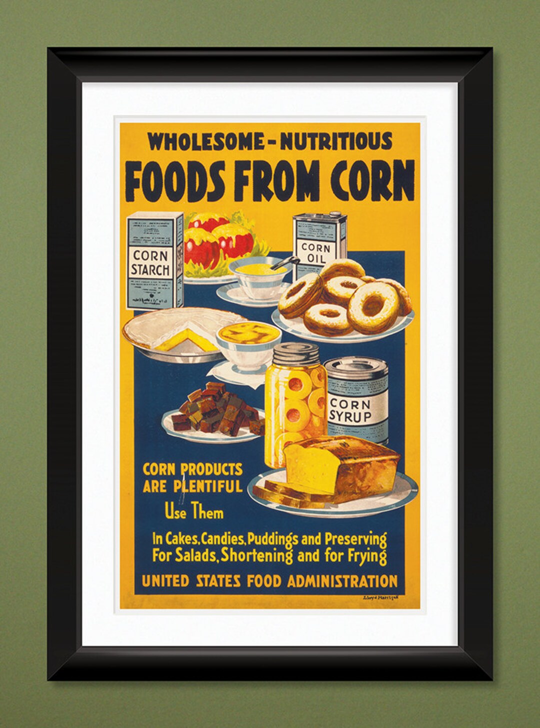Foods From Corn – 1918 WWI US Food Administration (12x18 Heavyweight ...