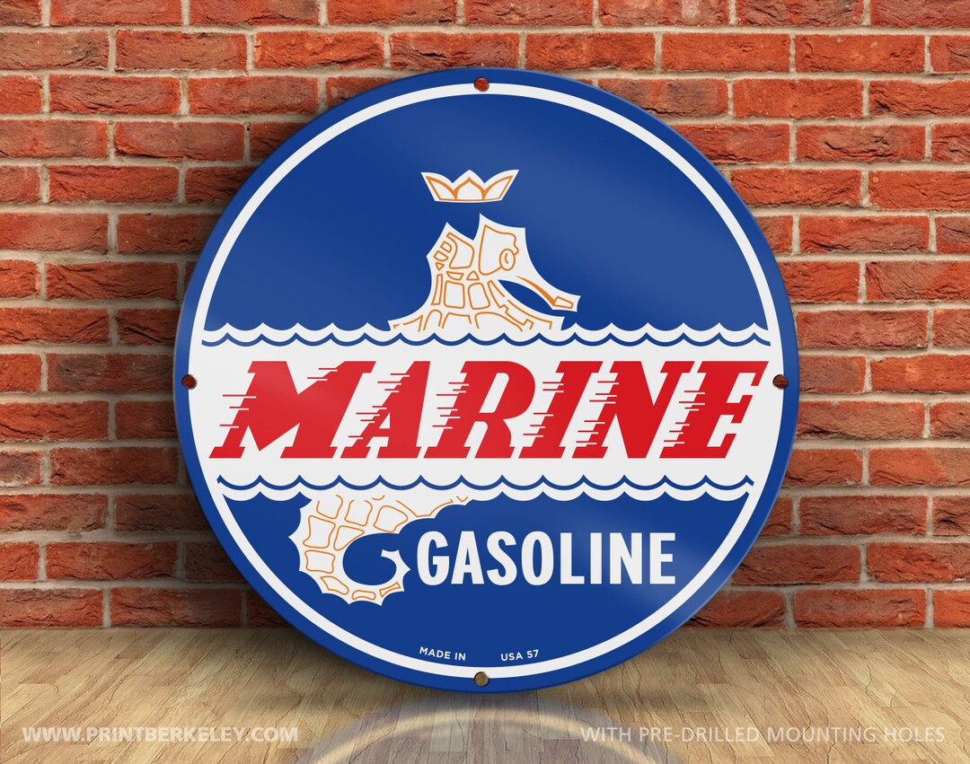 Marine Gasoline (1957) Petroliana Vintage Reproduction Gas Station Sign ...