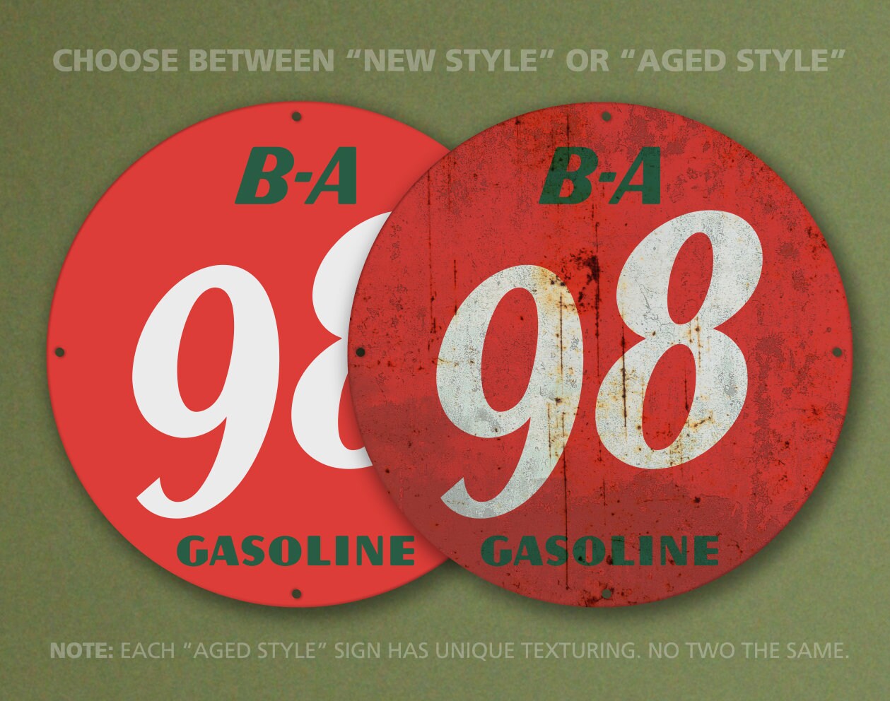 B-A 98 Gasoline – Petroliana Vintage Reproduction Gas Station Sign (23. ...
