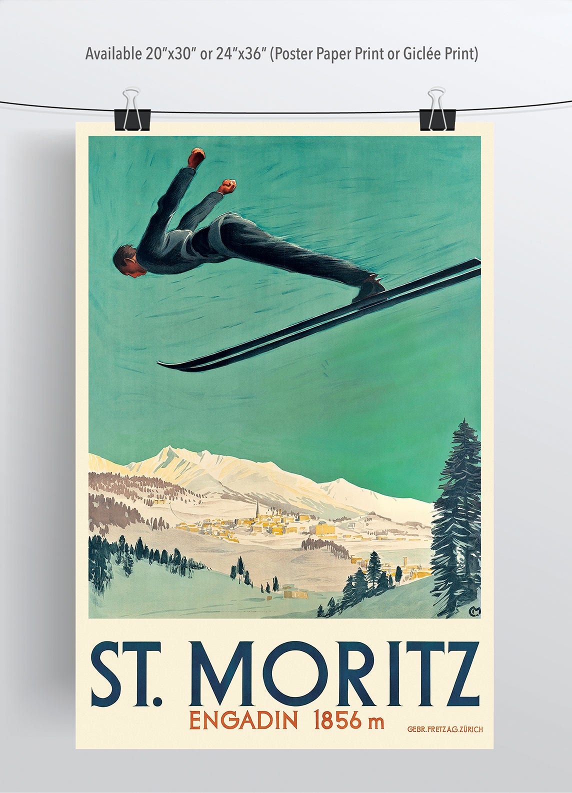 St. Moritz Engadin C1930s 20x30 & 24x36 Poster Paper Print - Etsy