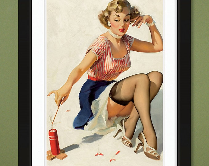 Gil Elvgren Firecracker 1953 12x18 Heavyweight Art Print Etsy