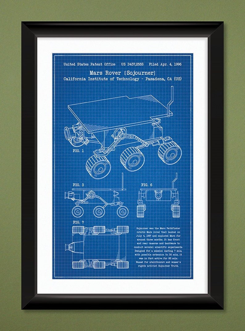 NASA Blueprints (space Shuttle/mercury Capsule/mars Rover) 3pc Poster ...