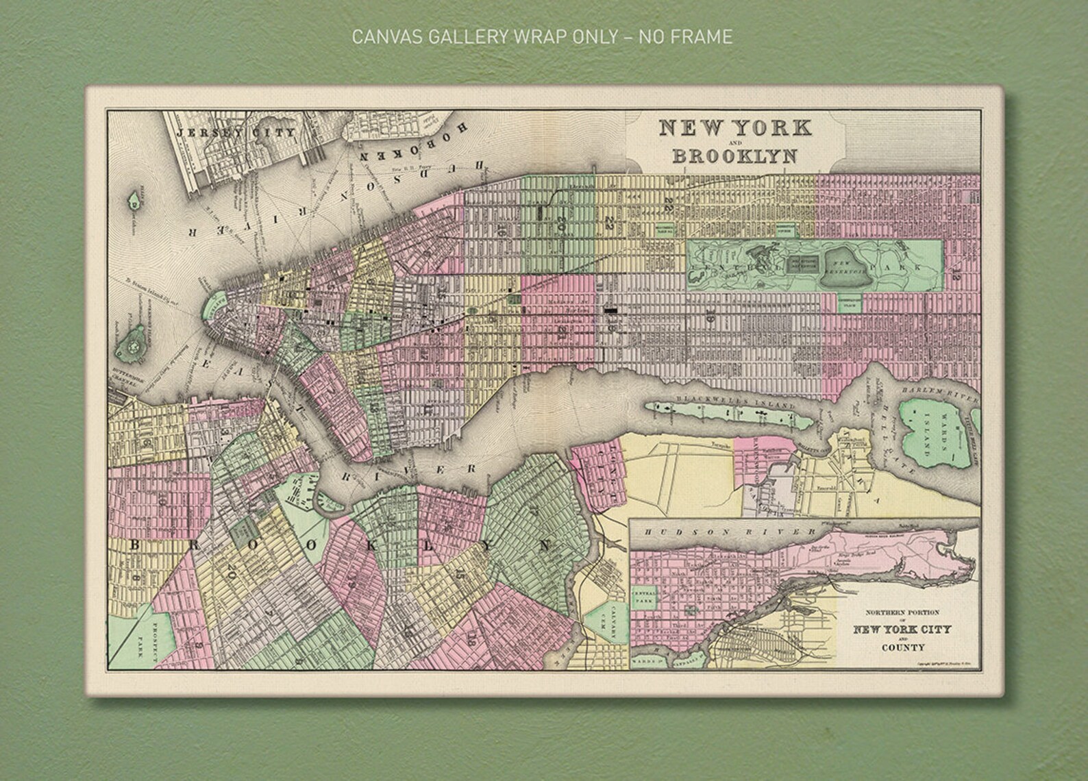 Mitchell’s Map of Manhattan & Brooklyn (1890) 30x20 36x24 Gallery ...