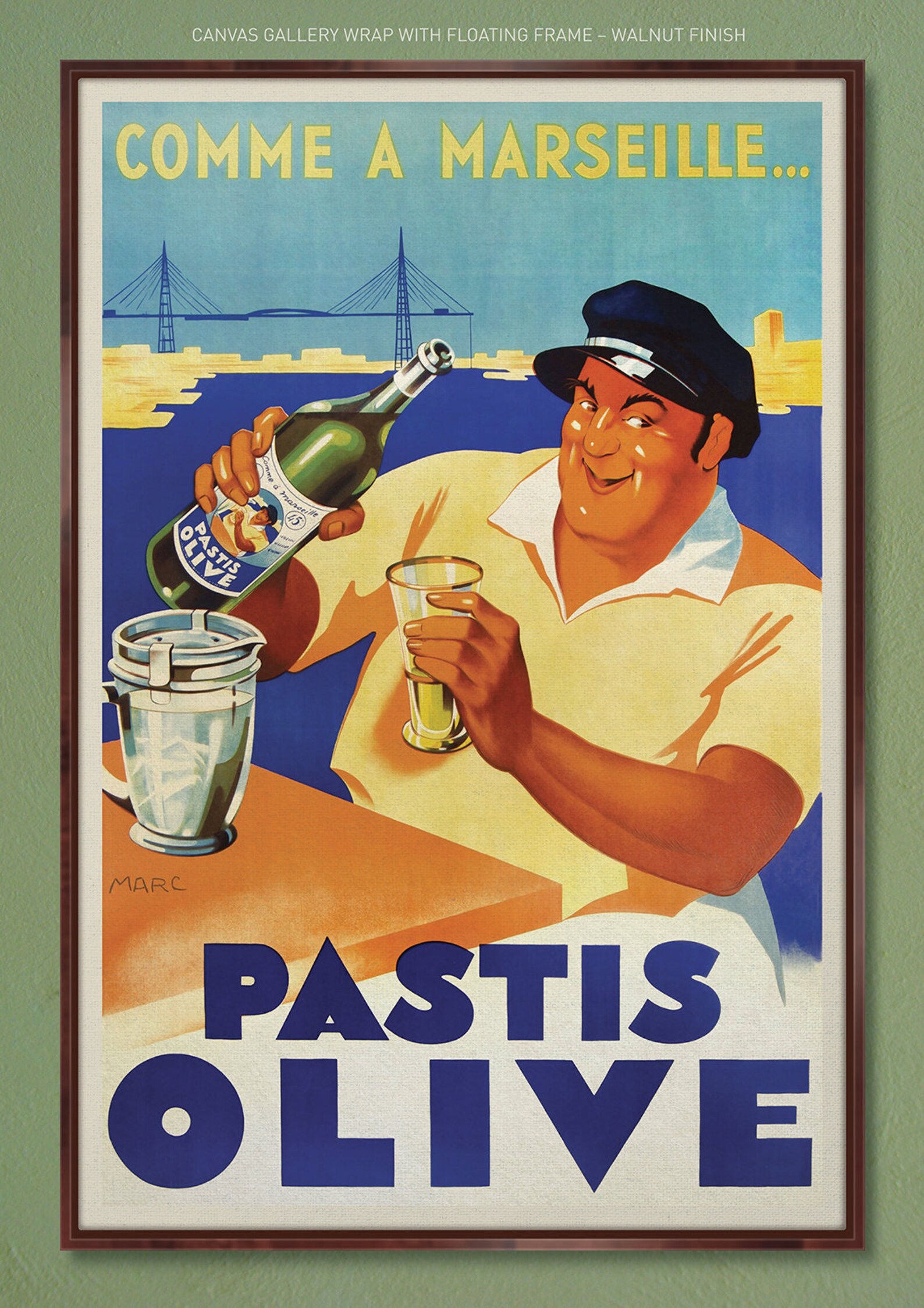 Pastis Olive Comme a Marseille by Marc 1936 16x24 32x48 | Etsy
