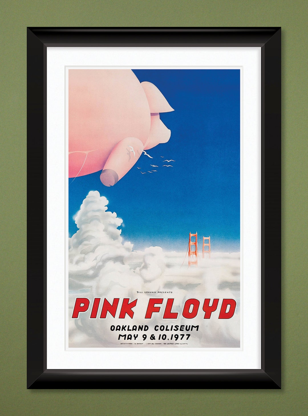 Concert Poster – Pink Floyd Oakland Coliseum (1977) 12x18 Heavyweight ...